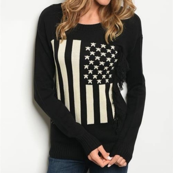 Luxe Label | Sweaters | Stars Stripes American Flag Sweater In Black ...